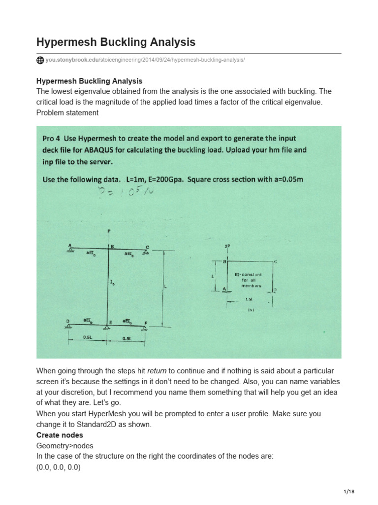 You - Stonybrook.edu-Hypermesh Buckling Analysis | PDF | Buckling | Beam (Structure)