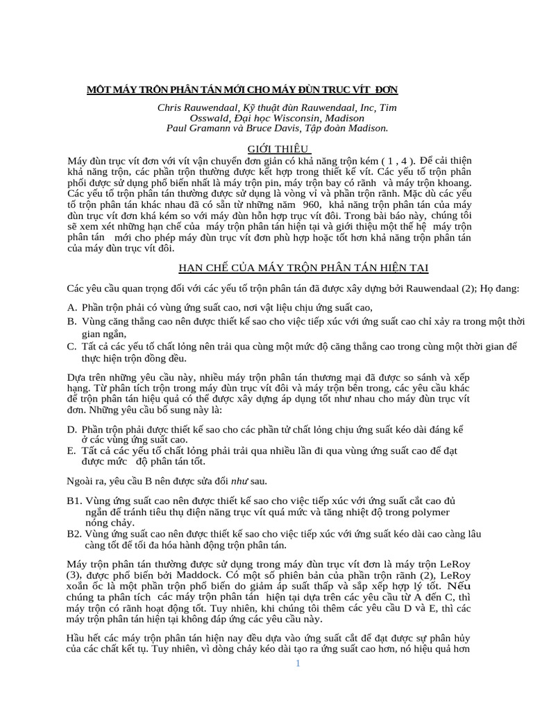 M T Máy TR N Phân Tán M I Cho Máy Đùn TR C Vít Đơn | PDF