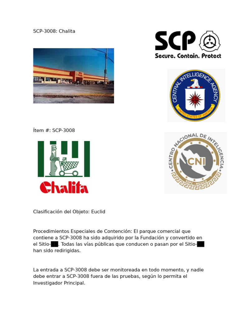 SCP 3008 Chalita Declassified | PDF