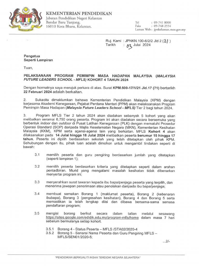 Surat Mfls Kohort 4 Tahun 2024 | PDF