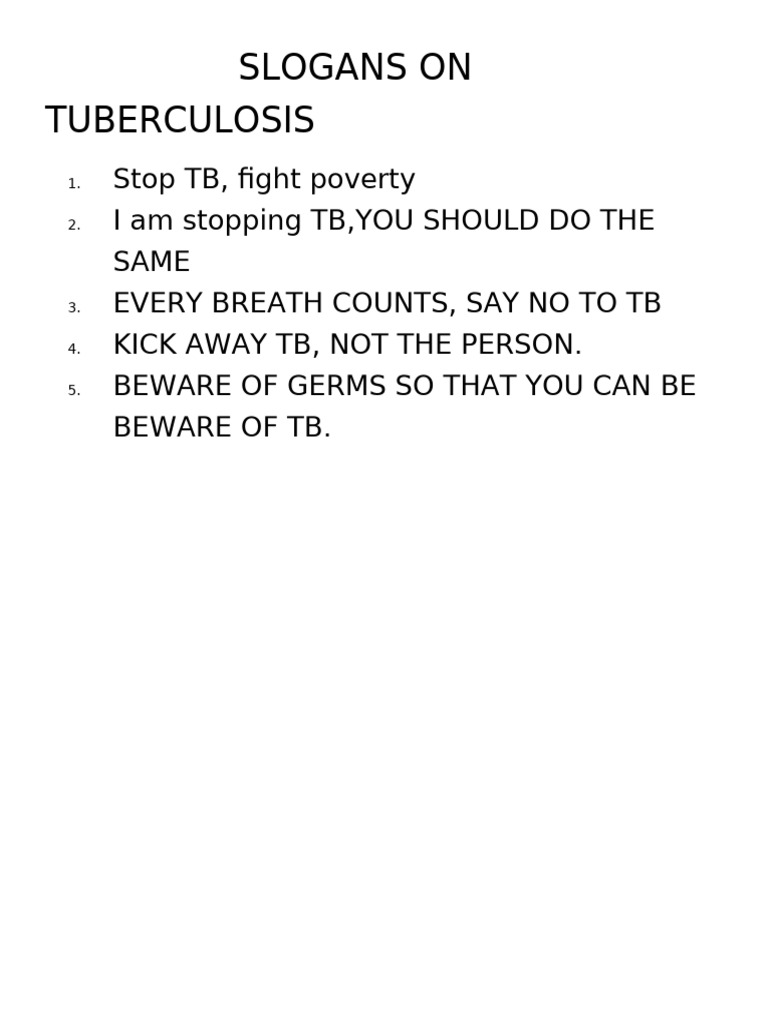Slogans On Tuberculosis | PDF