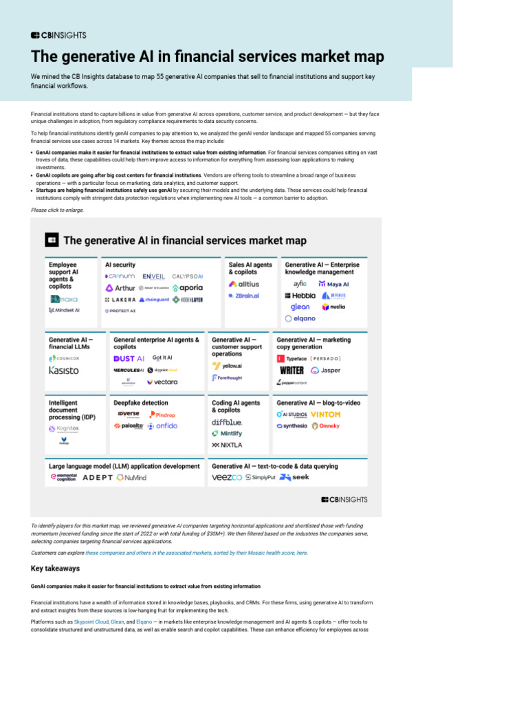 The Generative AI in Financial Services Market Map - CB Insights ...