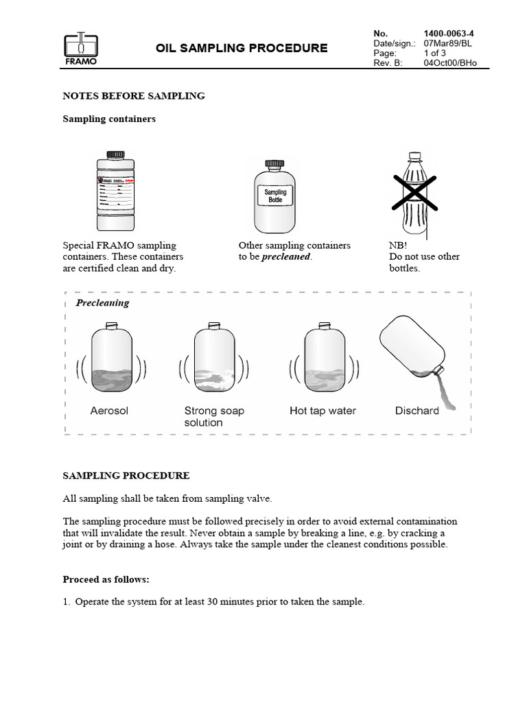 Hydraulic Oil Sample Procedure | PDF | Viscosity | Chloride
