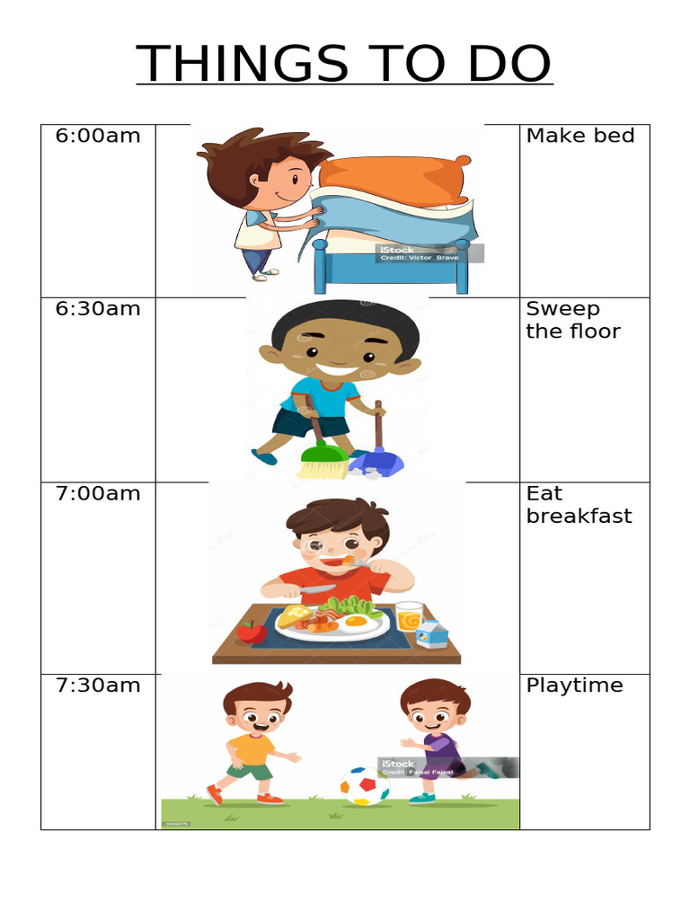 Daily Routine Schedule for Kids | PDF
