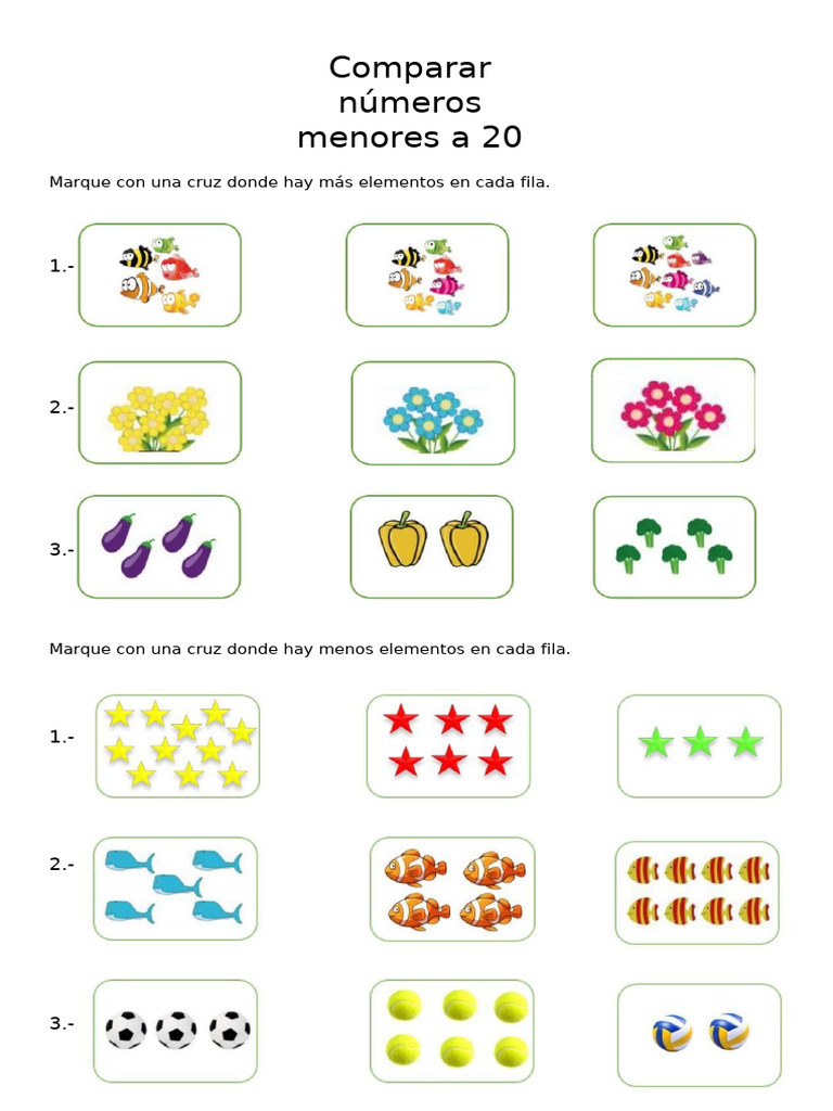 Comparar Números Menores A 20 | PDF