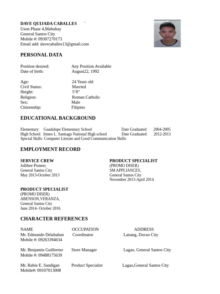 Dave CABALLES RESume | PDF