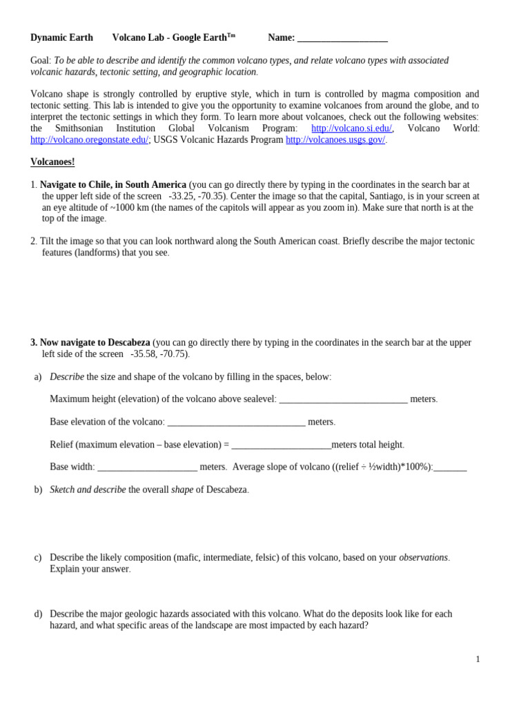 Volcano Lab Google Earth | PDF | Volcano | Magma