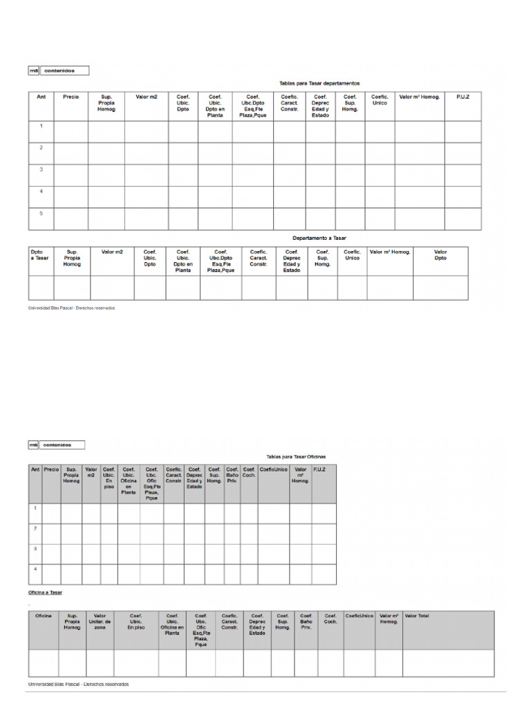 Tablas para Tasar Deptos y Oficinas | PDF