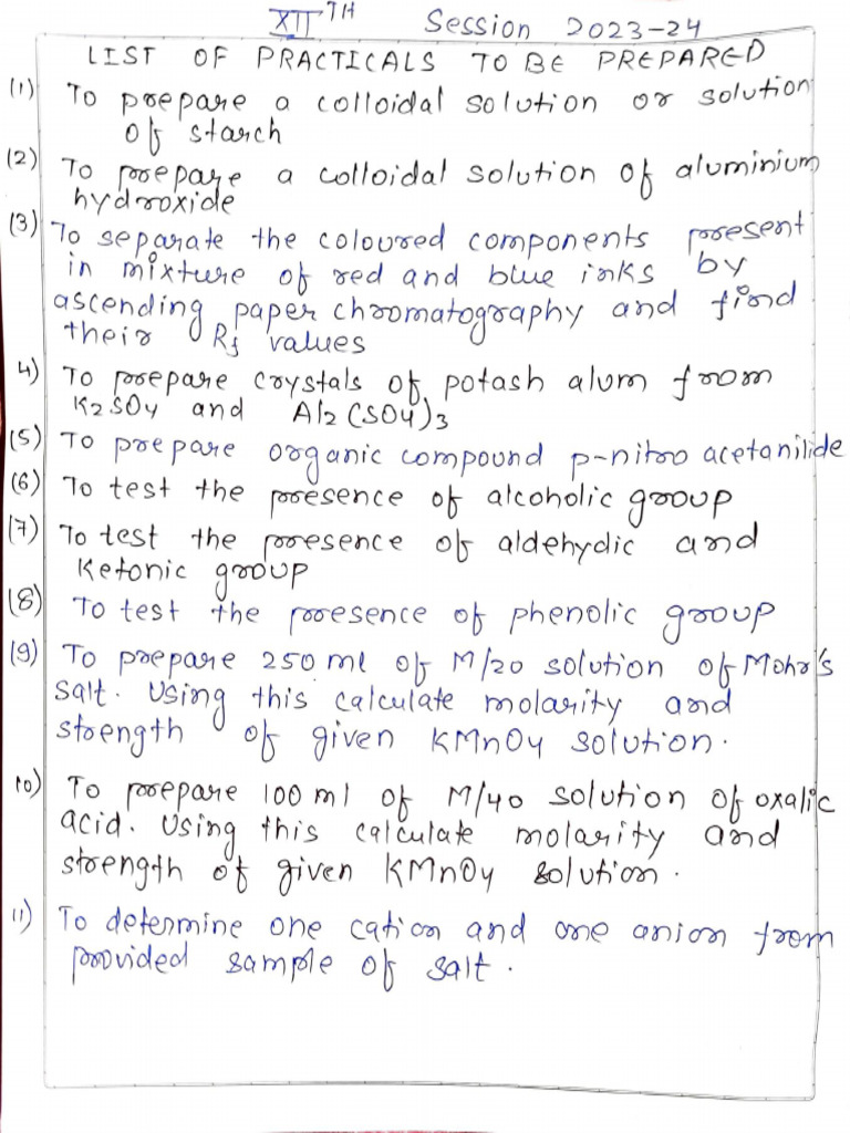 Chemistry Practical | PDF