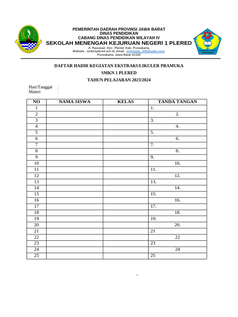 Daftar Hadir Pramuka | PDF