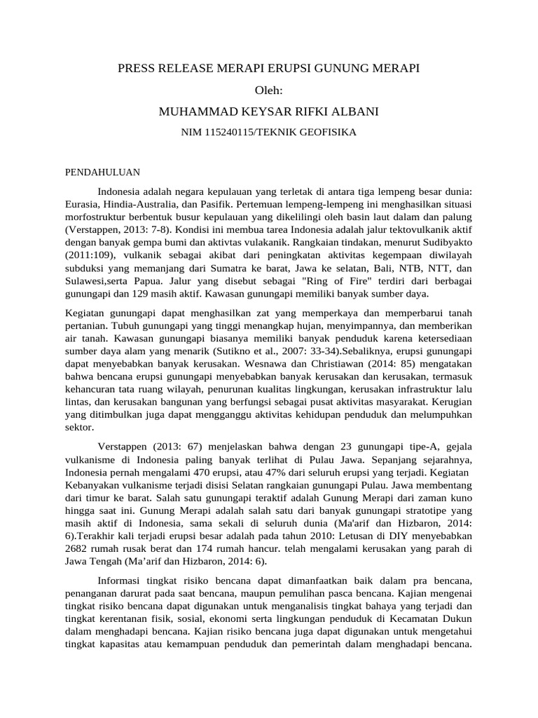 Press Release Merapi Erupsi Gunung Merapi 1-1 | PDF