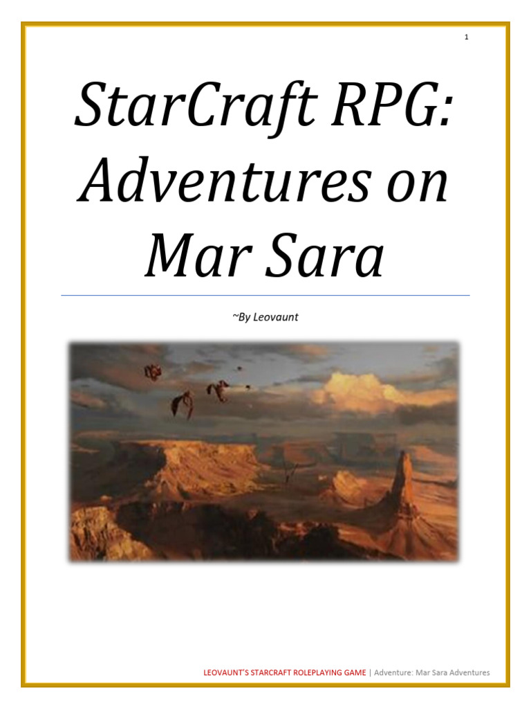 StarCraft RPG Adventure Path Mar Sara (12-9-20) | PDF