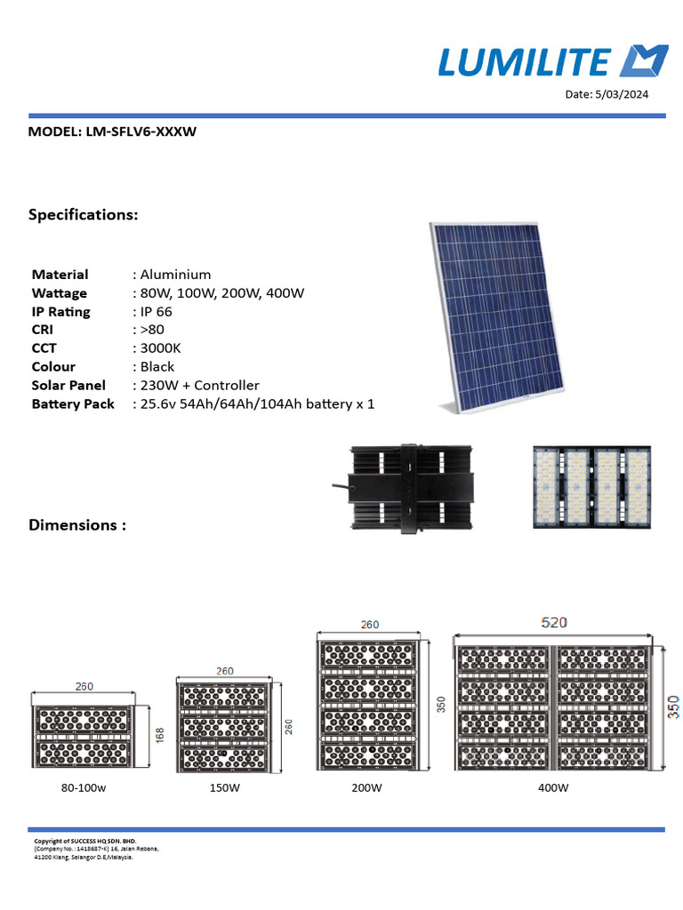Lumilite Solar Light Specifications | PDF