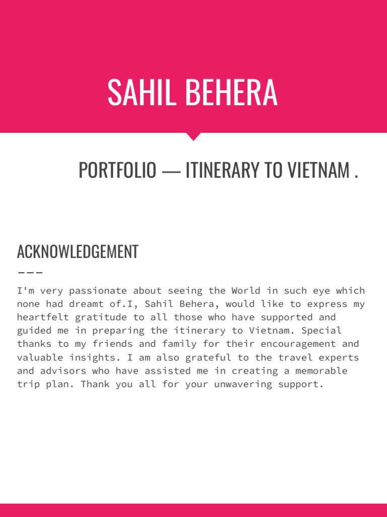 Vietnam Travel Itinerary by Sahil Behera | PDF