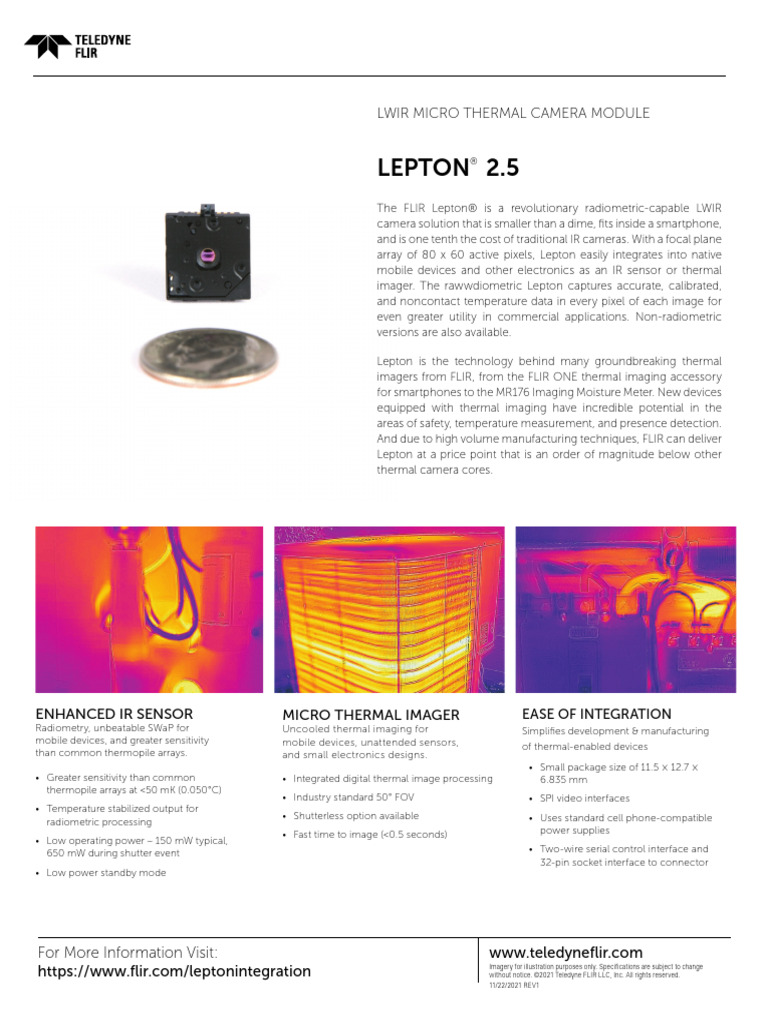 Lepton 2.5 Datasheet-1 | PDF | Infrared | Camera