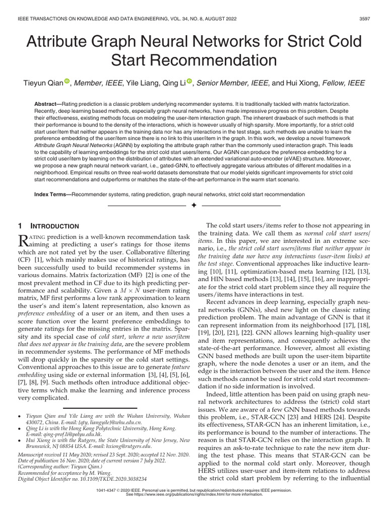 (2022) Attribute Graph Neural Networks For Strict Cold Start Recommendation | PDF | Information ...