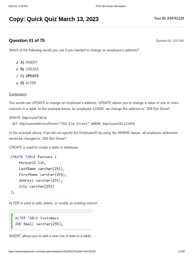 Questions IT 75 | PDF | Relational Database | Computer Data Storage