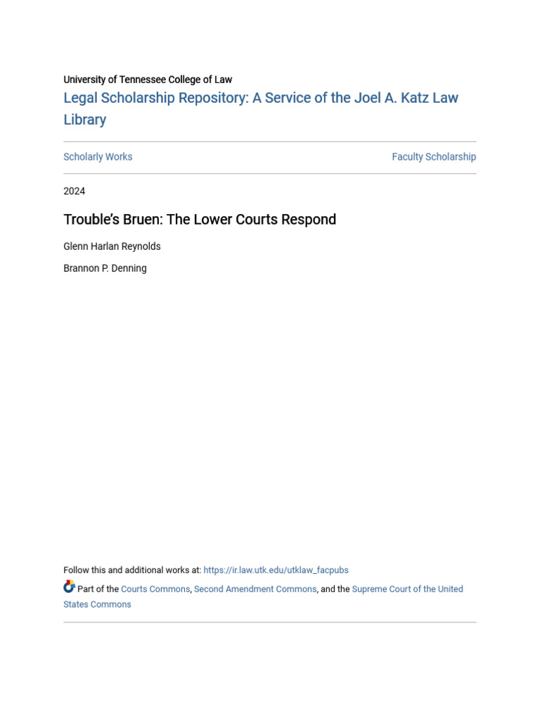 Trouble - S Bruen - The Lower Courts Respond | PDF | Second Amendment ...