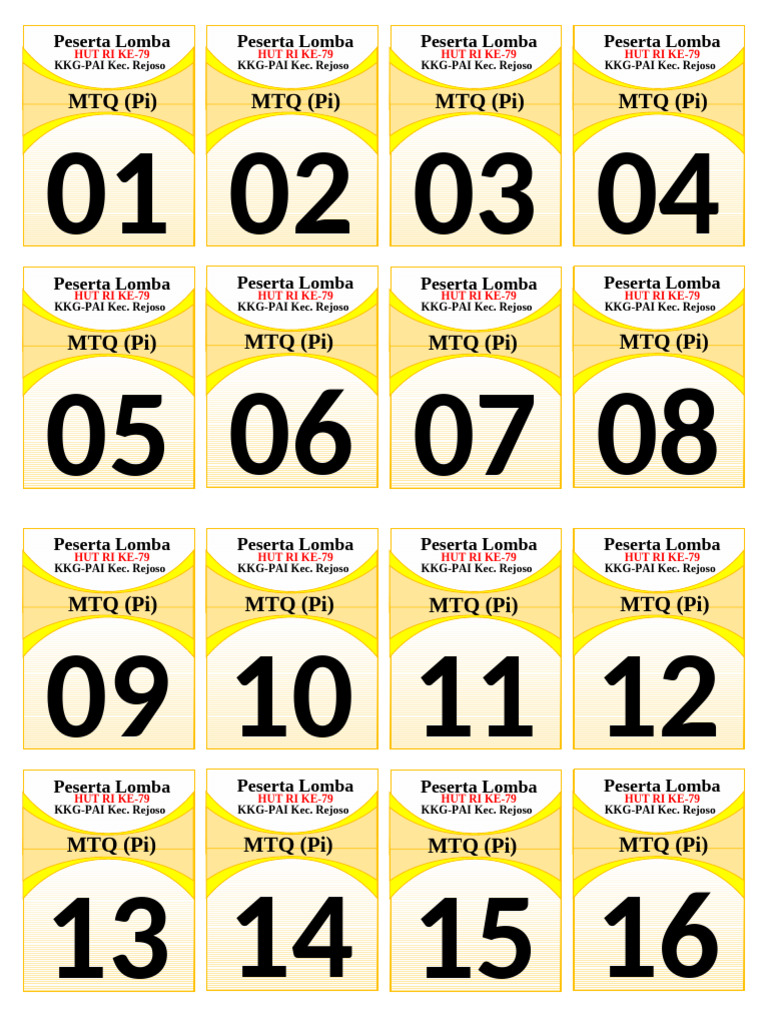 ID Card Lomba - Kuning MTQ Pi | PDF