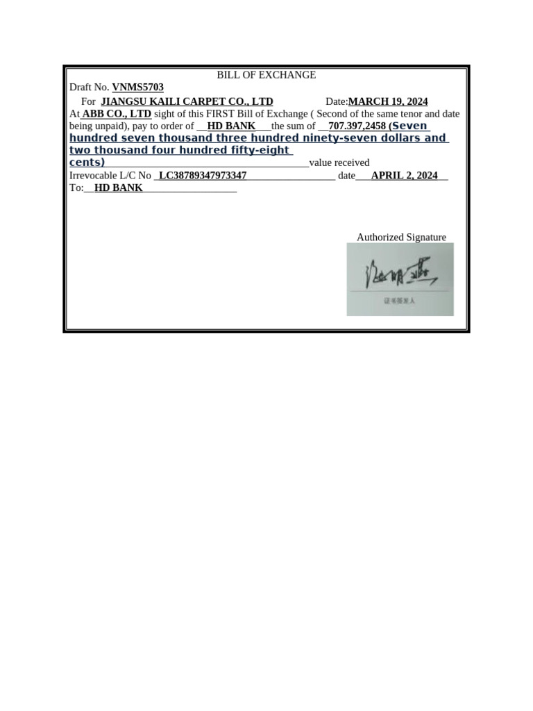 Bill of Exchange | PDF