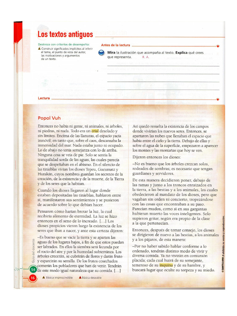 Popol Vuh - Lectura y Actividades | PDF