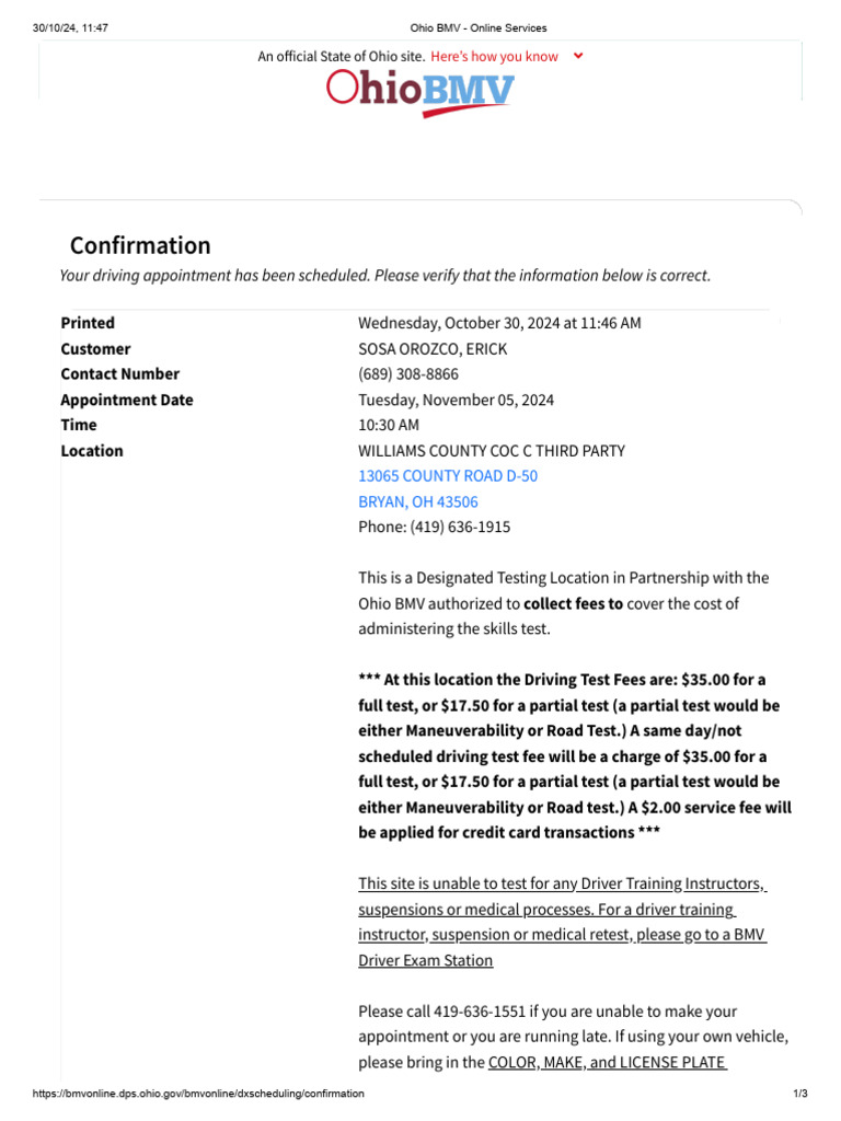 Ohio BMV - Online Services | PDF | Driver's License | Road Transport