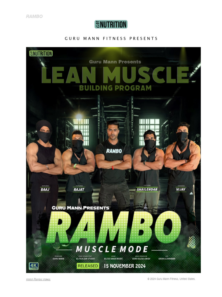 Workout Diet Plan RAMBO 2 | PDF | Aerobic Exercise | Foods