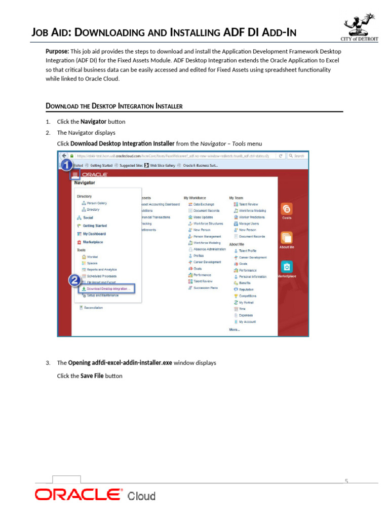 Downloading and Installing ADF DI Add-In Job Aid | PDF | Microsoft ...