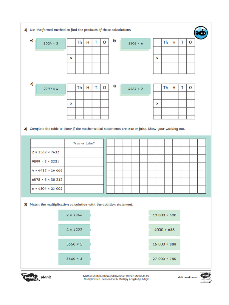 4 Digits Multiplication | PDF