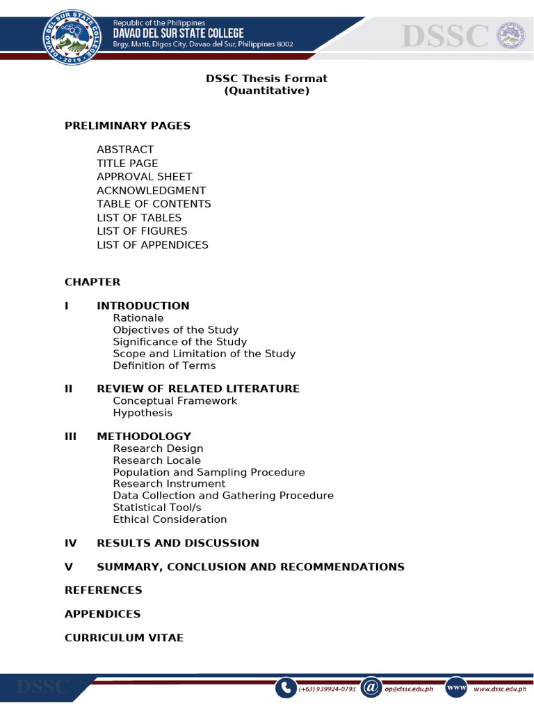 DSSC Thesis Format Guide | PDF | Methodology | Procedural Knowledge