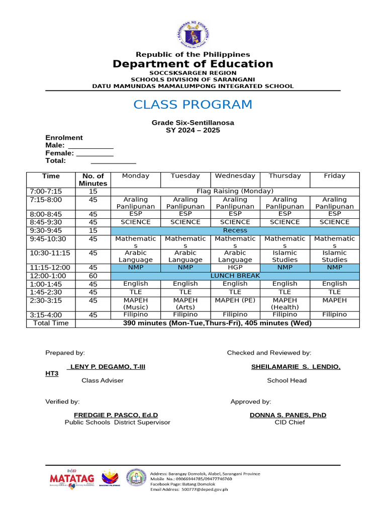 Grade 4 Classteacher Prog 2 | PDF | Philippines | Southeast Asia