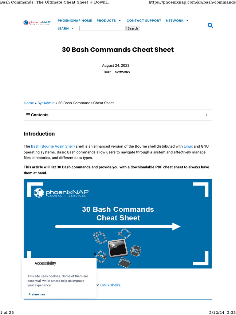 Bash Commands The Ultimate Cheat Sheet Downloadable Pdf Pdf File System Command Line
