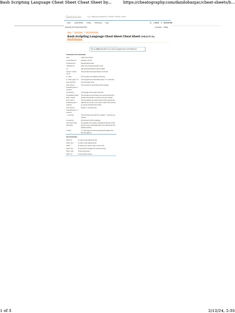 Bash Command Line Cheat Sheet | PDF | Variable (Computer Science) | String (Computer Science)