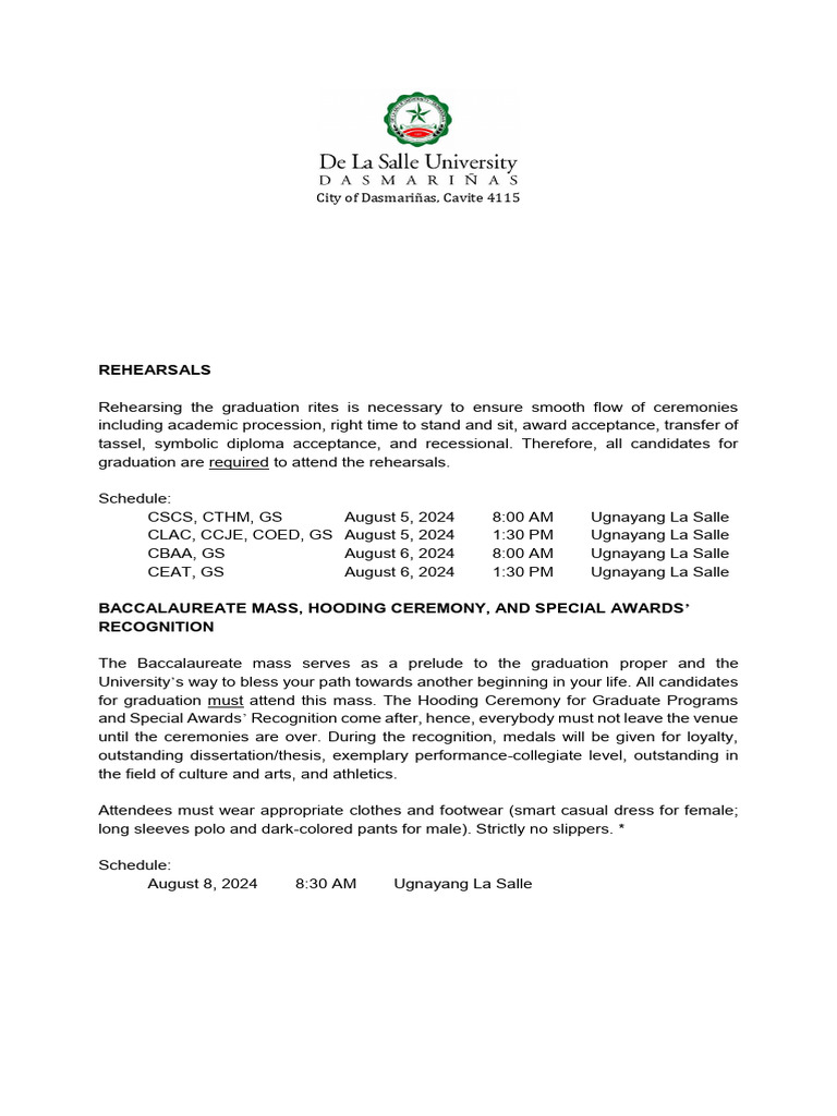 Graduation Guidelines 2024 | PDF | Shoe | Clothing