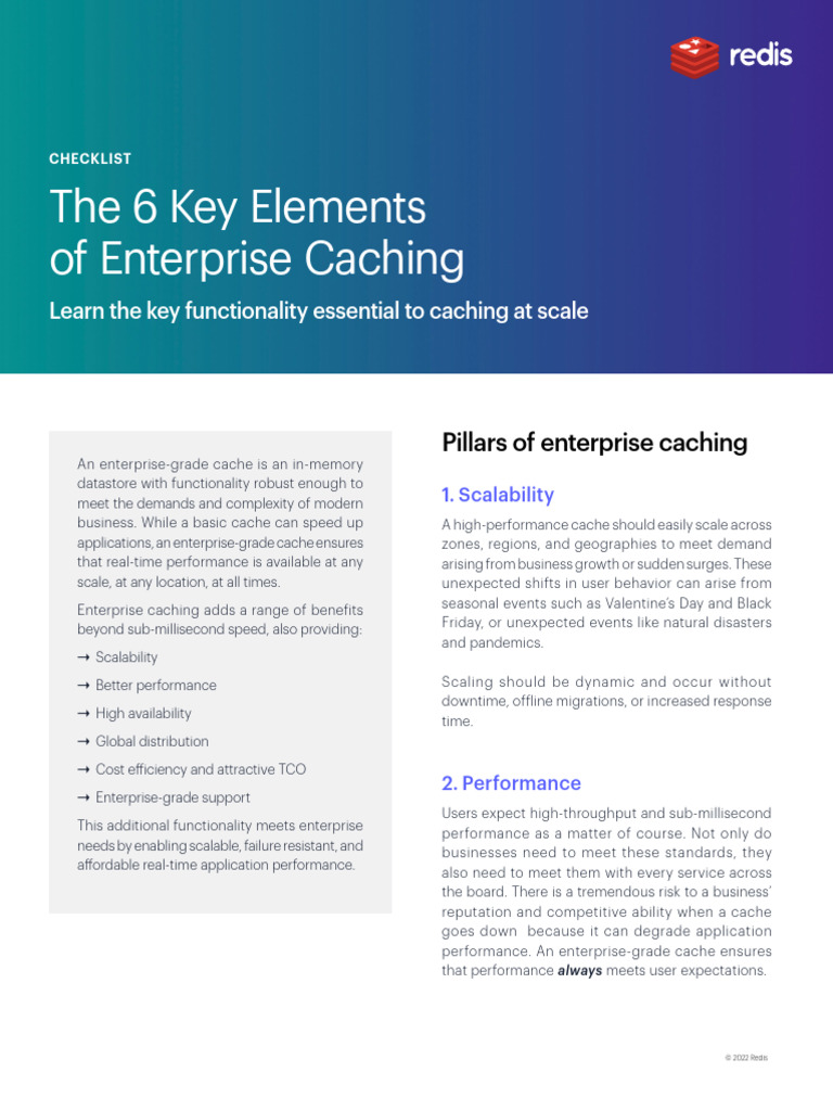 The Six Key Elements of Enterprise Caching Checklist | PDF | Cache (Computing) | Scalability