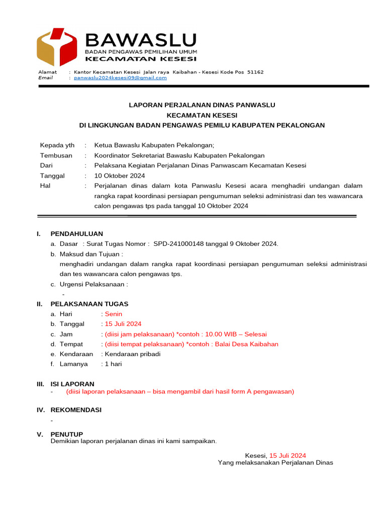 Contoh Laporan Pengawasan-2 | PDF