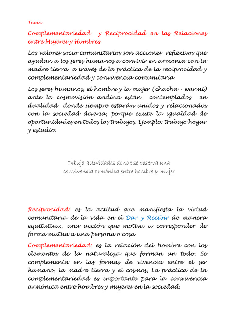 Complementariedad y Reciprocidad Social | PDF