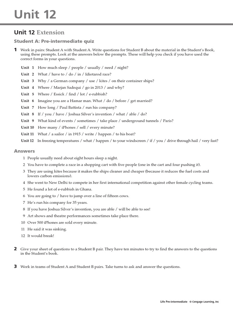 Pre-Int Unit12 Extension Be | PDF