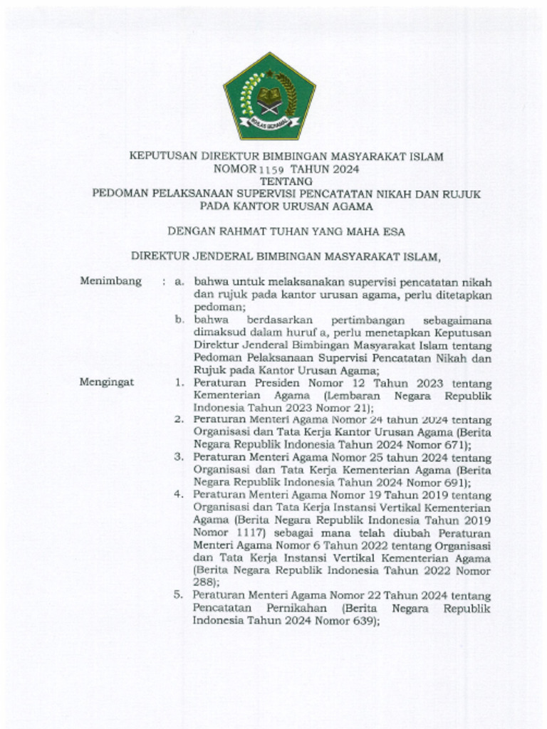 Kepdirjen 1159 Tahun 2024 Tentang Supervisi | PDF