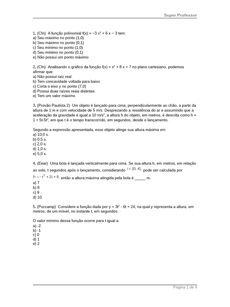 AV2 - 1º Ano (2º Trim) | PDF | Matemática