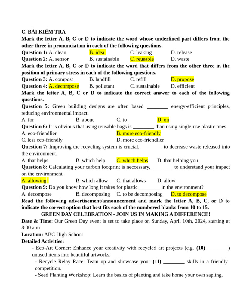 Unit 3 Practice | PDF | Waste Management | Waste