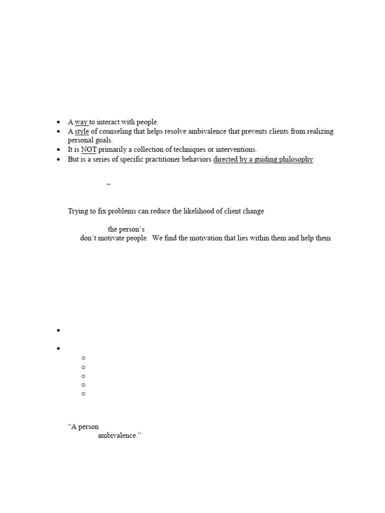 Motivational Interviewing Handout en Us | PDF | Motivation | Motivational