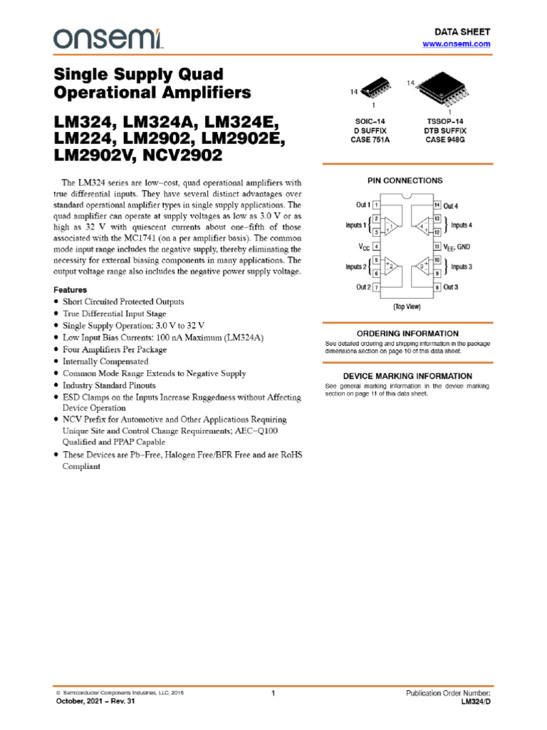 LM324 PDF, LM324 Description, LM324 Datasheet, LM324 View - ALLDATASHEET | PDF