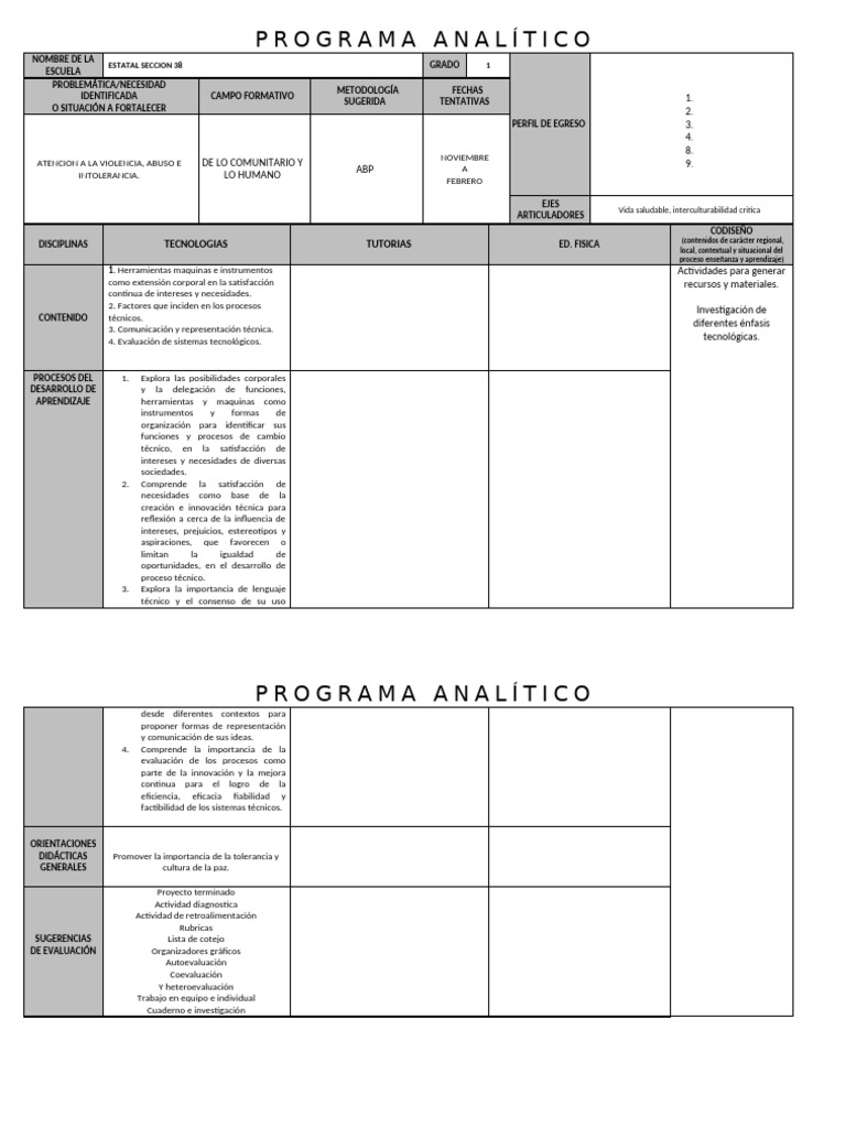 Formato de Programa Analìtico 1 | PDF | Evaluación | Cognición