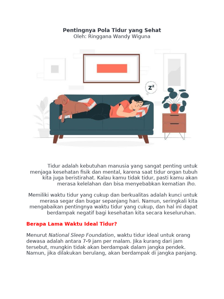 Pentingnya Pola Tidur Sehat untuk Kesehatan | PDF