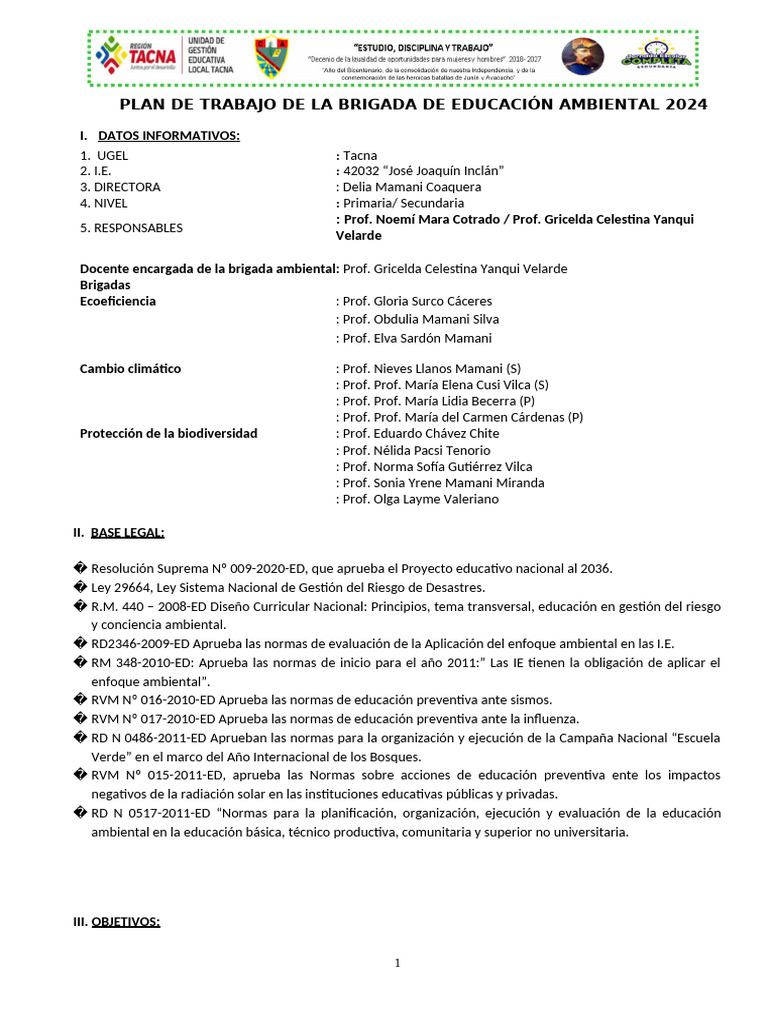 Plan de La Brigada Ambiental 2024 - Inclán-FINAL | PDF | Residuos | Reciclaje