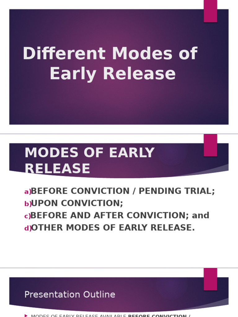Different Modes of Early Release | PDF | Probation | Bail