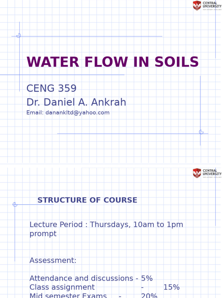 Water Flow Through Soils CENG 359-1 | PDF | Permeability (Earth Sciences) | Aquifer