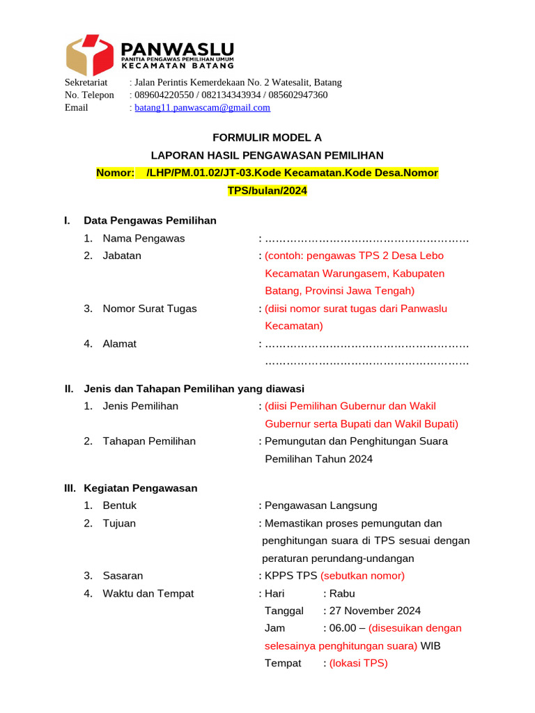 Laporan Pengawasan Pemilu 2024 | PDF
