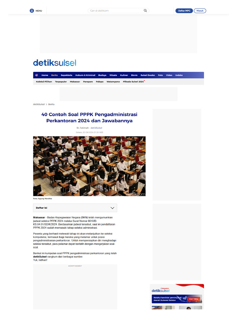 Screencapture Detik Sulsel Berita D 7600986 40 Contoh Soal PPPK Pengadministrasi Perkantoran ...